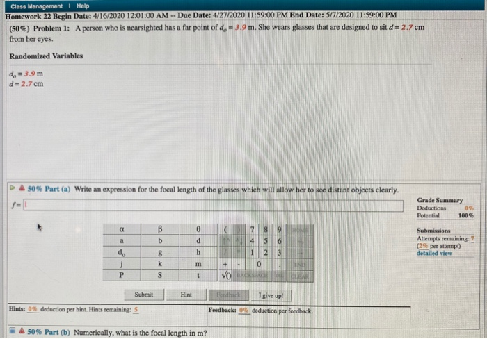 Solved Class Management | Help Homework 22 Begin Date: | Chegg.com
