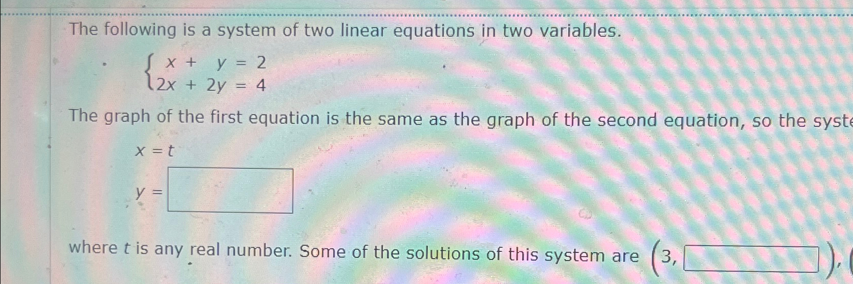Solved The following is a system of two linear equations in | Chegg.com