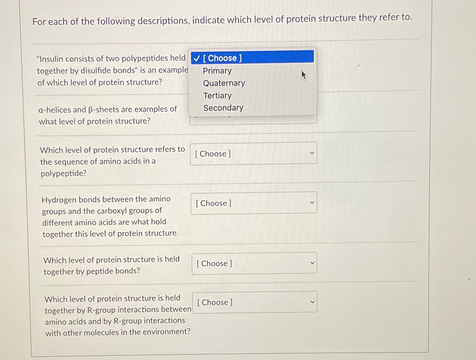 Solved For each of the following descriptions, indicate | Chegg.com