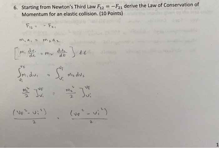 Solved 6. Starting from Newton's Third Law F12 = -F21 derive | Chegg.com