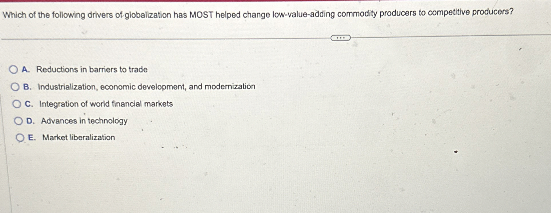Solved Which of the following drivers of globalization has | Chegg.com