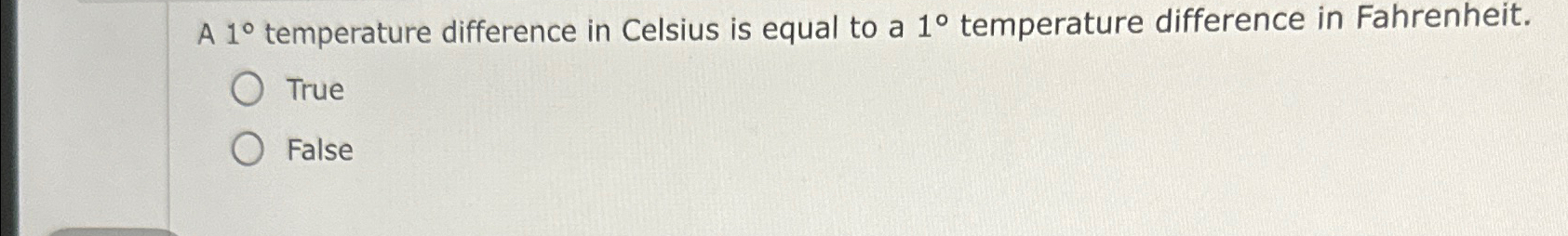 Solved A 1° ﻿temperature difference in Celsius is equal to a | Chegg.com