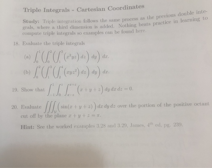 Study: Triple integration follows the same process as | Chegg.com