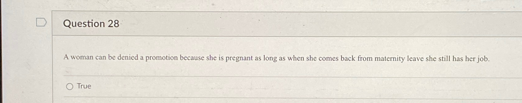 Solved Question 28A woman can be denied a promotion because | Chegg.com