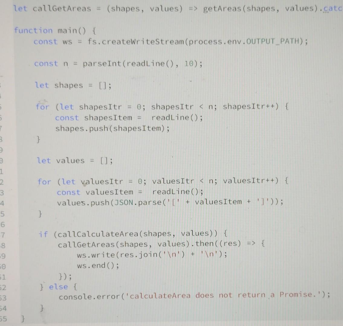 1/ Complete the calculateArea function below. // It | Chegg.com