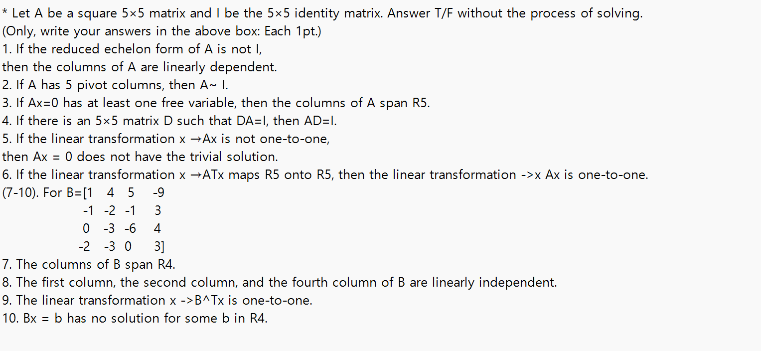Solved Let A ﻿be a square 5×5 ﻿matrix and I be the 5×5 | Chegg.com