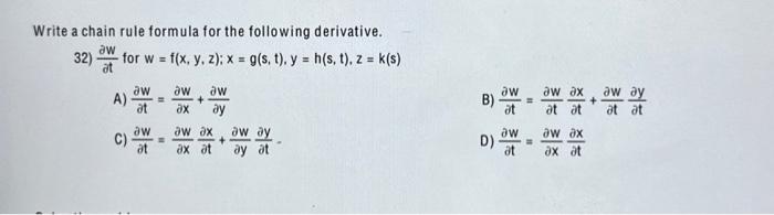 Solved Write a chain rule formula for the following | Chegg.com