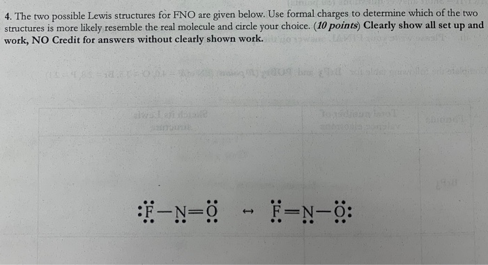 Solved 4. The two possible Lewis structures for FNO are | Chegg.com