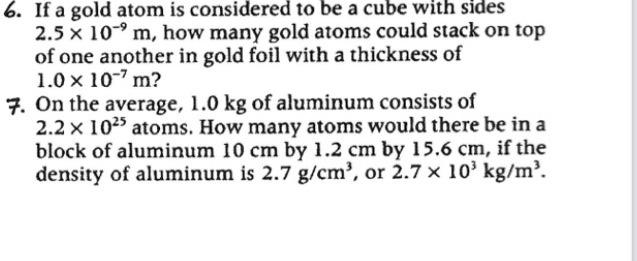 Solved 6. If a gold atom is considered to be a cube with | Chegg.com