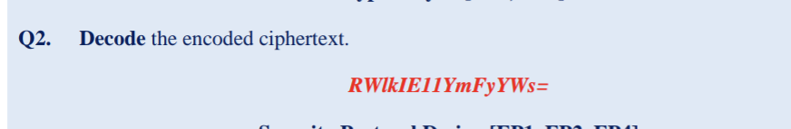 Solved Q2. Decode the encoded ciphertext. | Chegg.com