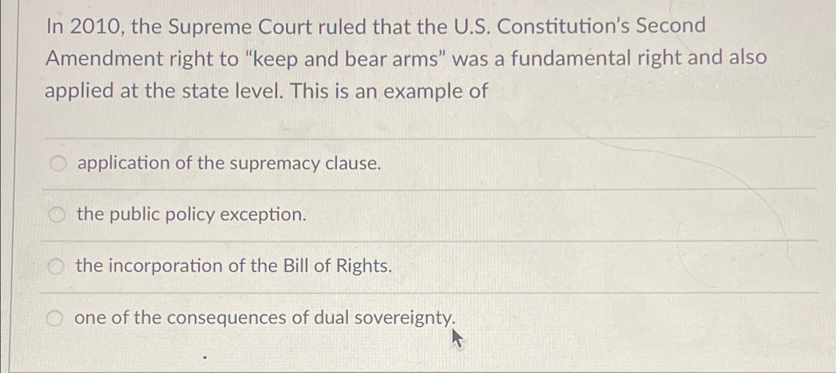 Solved In 2010, ﻿the Supreme Court ruled that the U.S. | Chegg.com