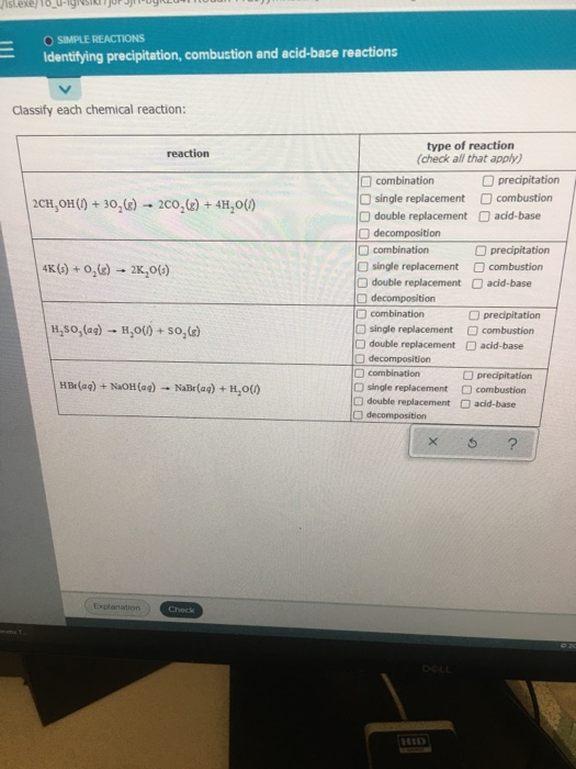 Solved sexe O SIMPLE REACTIONS Identifying precipitation, | Chegg.com