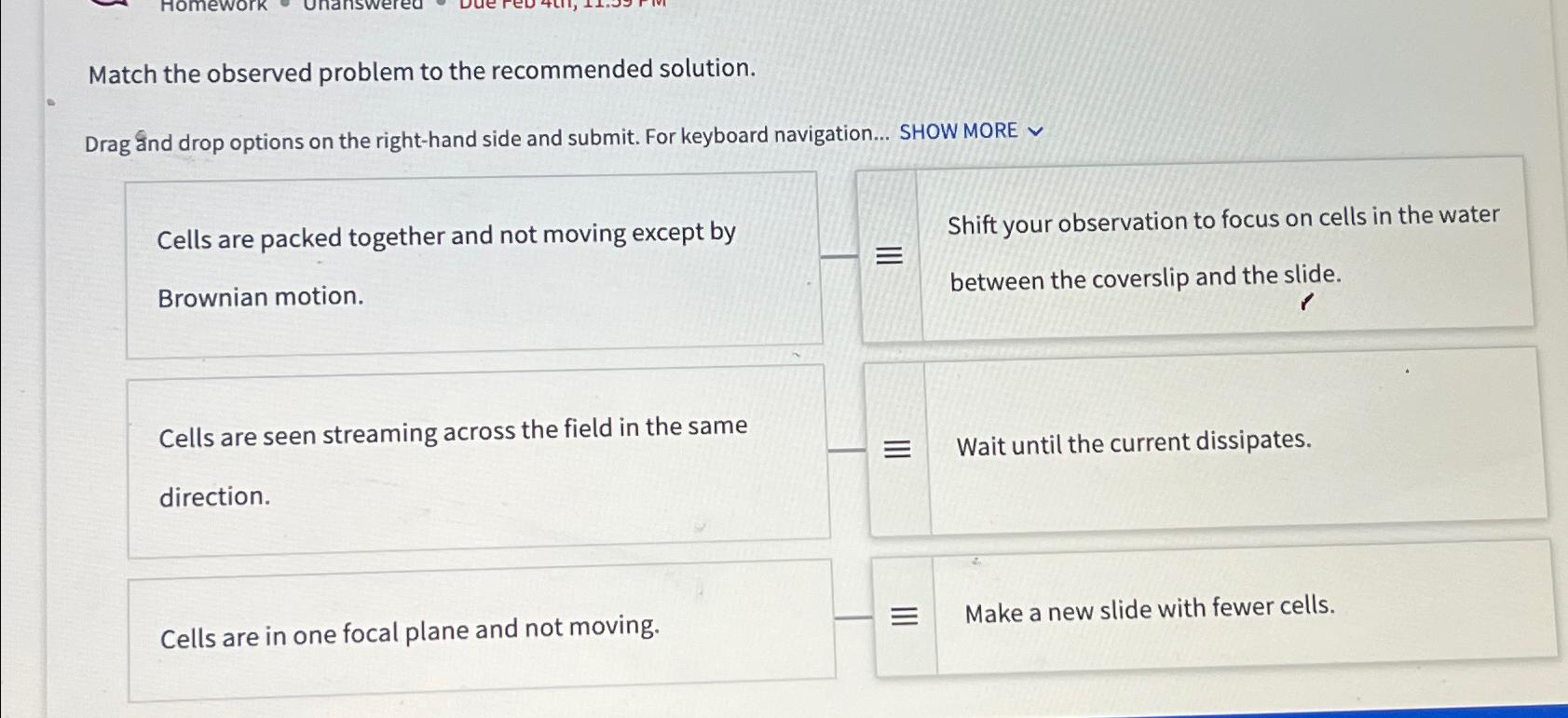 Solved Match the observed problem to the recommended | Chegg.com