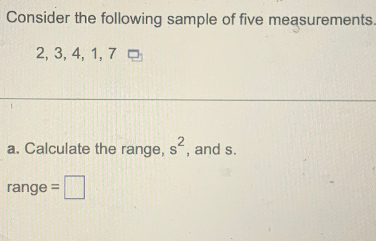 Solved Consider the following sample of five | Chegg.com