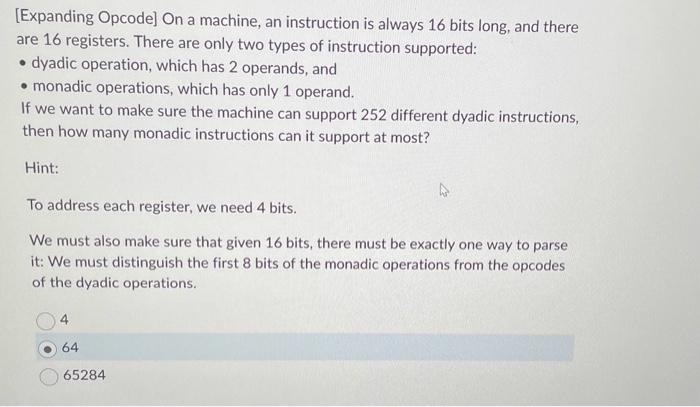 Solved [Expanding Opcode] On a machine, an instruction is | Chegg.com