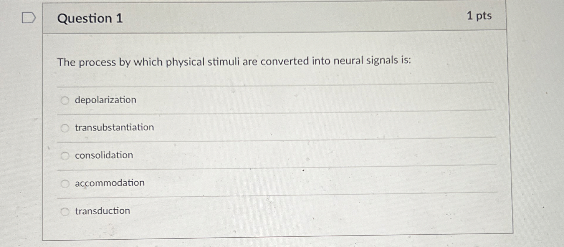 Solved Question 11 ptsThe process by which physical stimuli | Chegg.com Solved Question 11 ptsThe process by which physical stimuli | Chegg.com