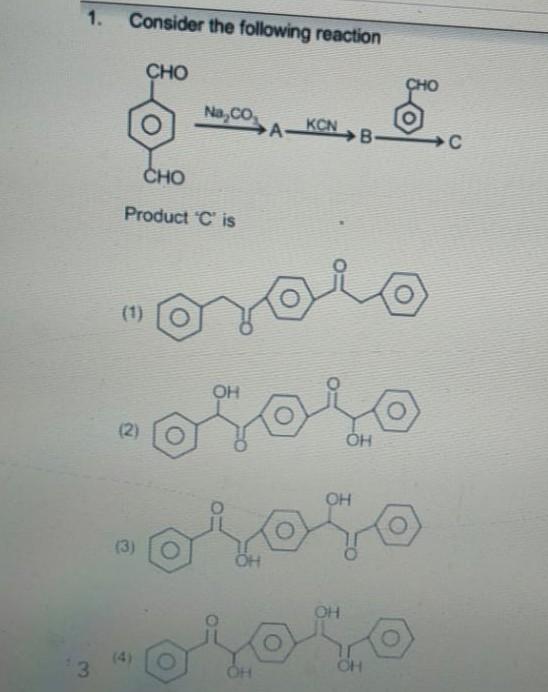 Solved 1. Consider the following reaction CHO CHO Na,co A- | Chegg.com