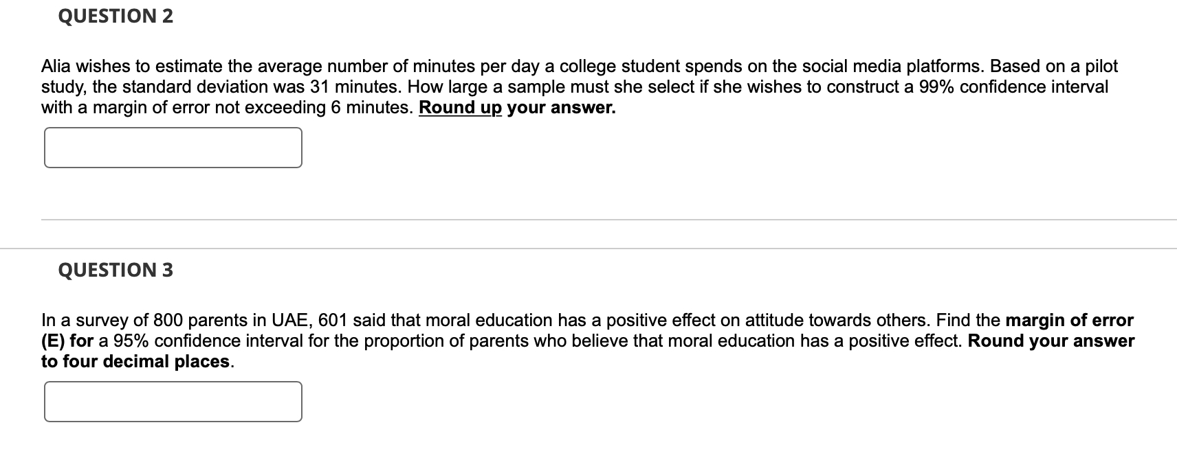 Solved QUESTION 2Alia wishes to estimate the average number | Chegg.com