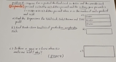 Solved and sid.a)a) ﻿Find the Expessions for Tatal cast, | Chegg.com