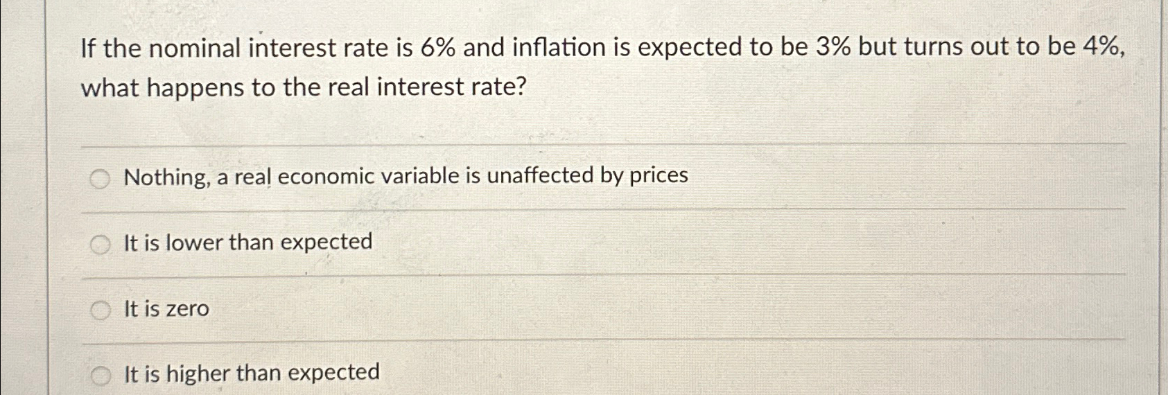 Solved If the nominal interest rate is 6% ﻿and inflation is | Chegg.com