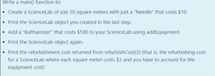 Solved Write a class named ScienceLab that inherits from | Chegg.com