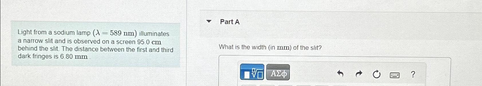 Solved Light from a sodium lamp )=(589nm ﻿illuminates a | Chegg.com
