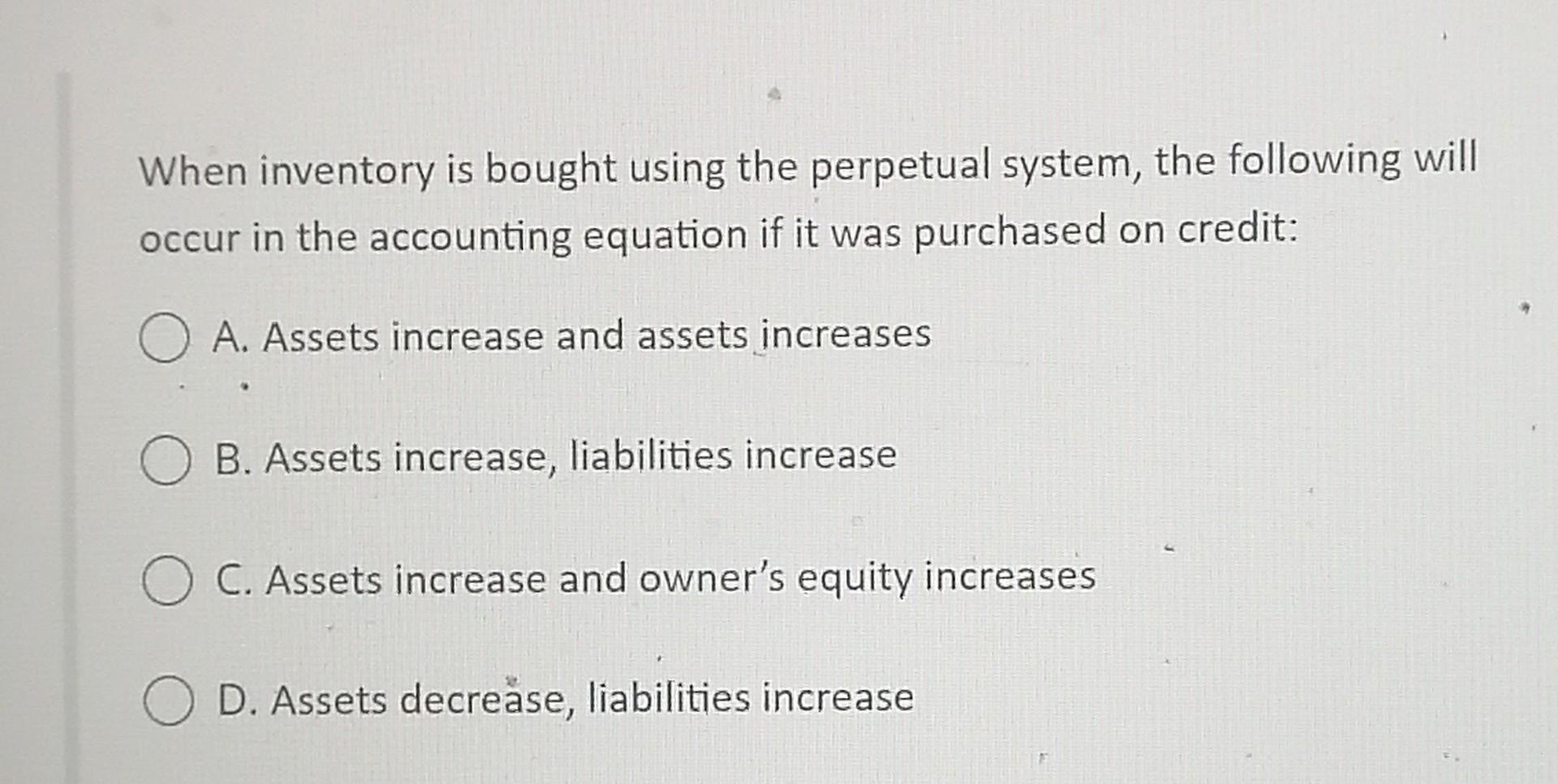 Solved When inventory is bought using the perpetual system, | Chegg.com