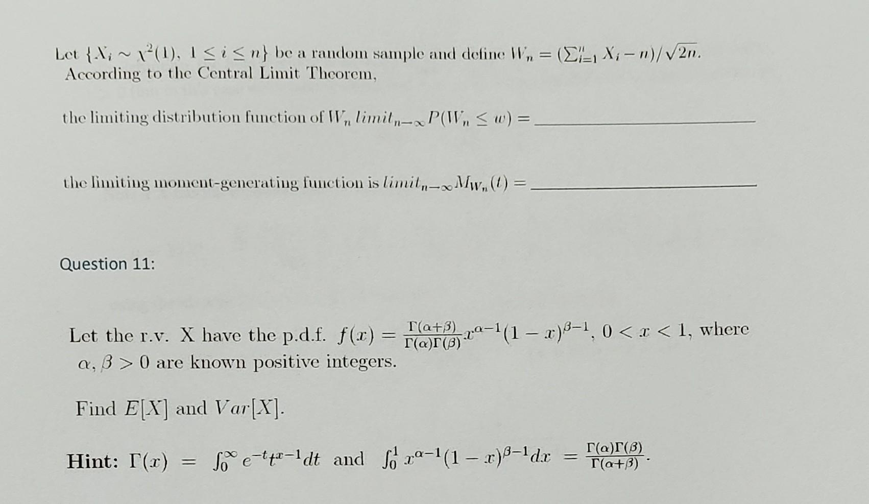 Solved Let {Xi∼X2(1),1≤i≤n} be a random sample and define | Chegg.com