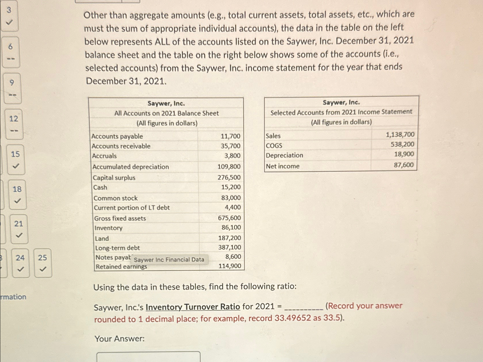Solved 3 6-9-12--Other than aggregate amounts (e.g., ﻿total | Chegg.com