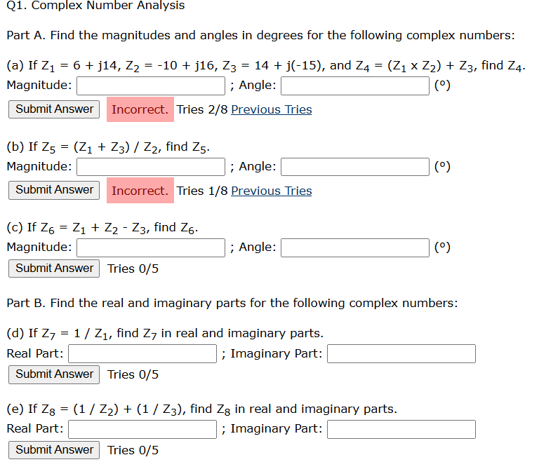 Solved Q1. ﻿Complex Number AnalysisPart A. ﻿Find the | Chegg.com