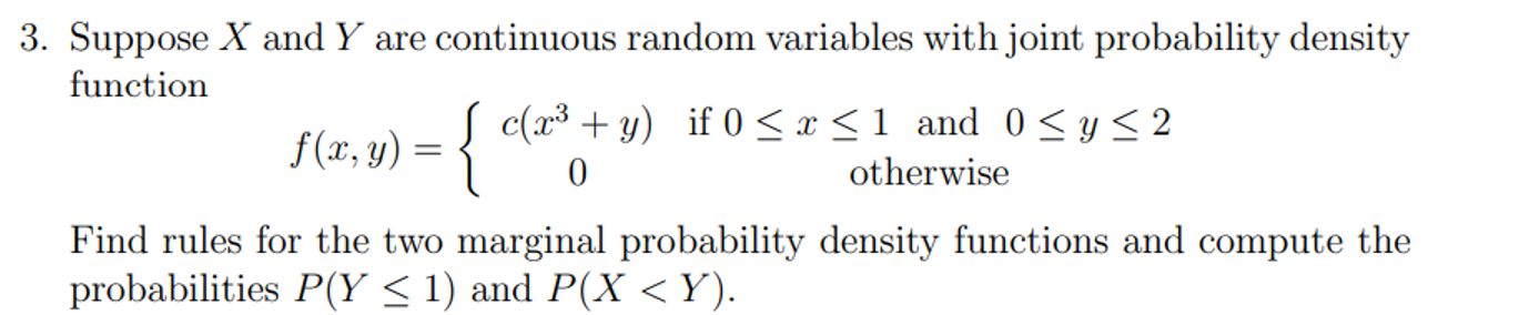 Solved Suppose x ﻿and Y ﻿are continuous random variables | Chegg.com