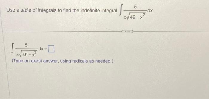 Solved Use a table of integrals to find the indefinite | Chegg.com