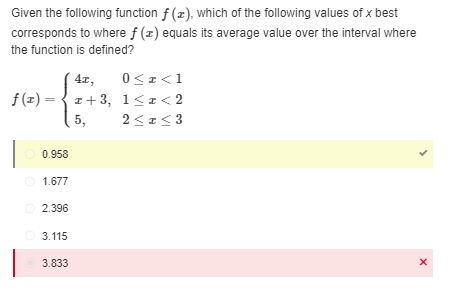 Solved Given the following function f(x), ﻿which of the | Chegg.com