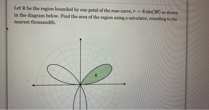 Solved Let R be the region bounded by one petal of the rose | Chegg.com