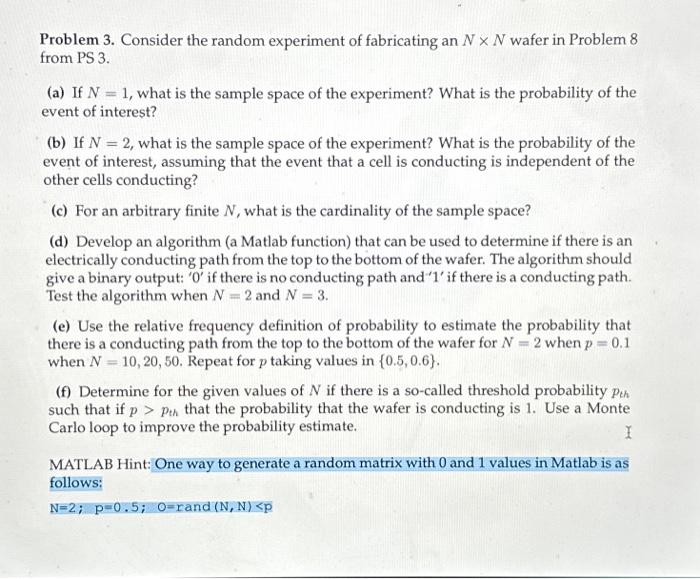 Problem 3. Consider the random experiment of | Chegg.com