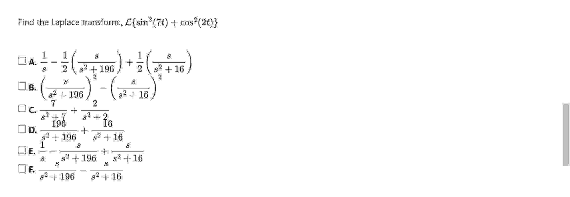 Solved Find the Laplace transform:, | Chegg.com