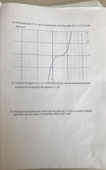 Solved 18. The partiel graph of y=g(x) is shown below, Draw | Chegg.com