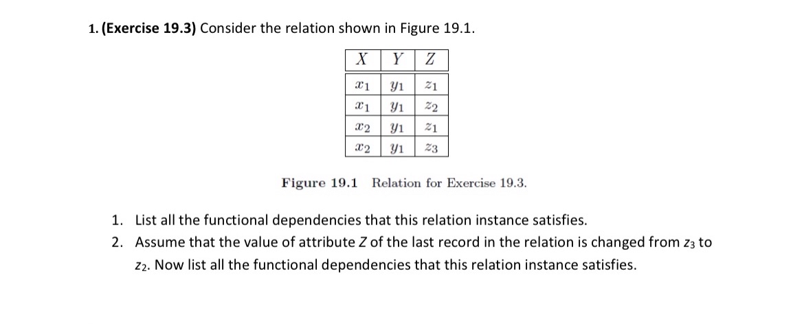 (Exercise 19.3) ﻿Consider the relation shown in | Chegg.com