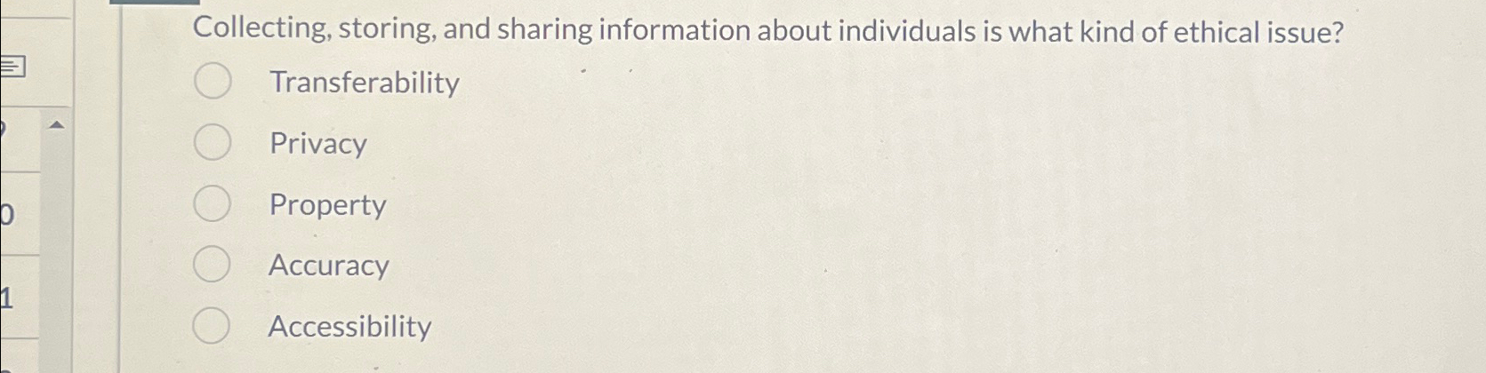 Solved Collecting, storing, and sharing information about | Chegg.com