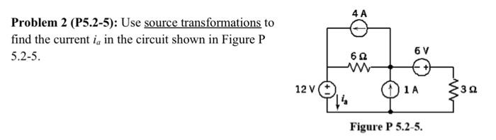 Solved Problem 2 (P5.2-5): Use source transformations to | Chegg.com
