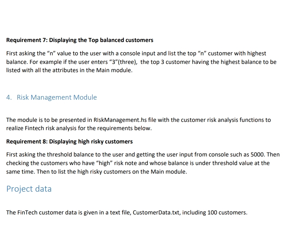Solved haskell .Requirement 7: Displaying the Top balanced | Chegg.com