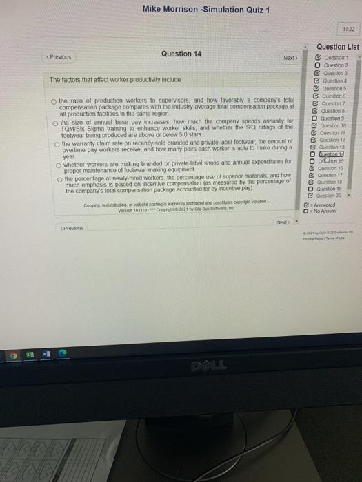 Solved Mike Morrison -Simulation Quiz 1 11:22