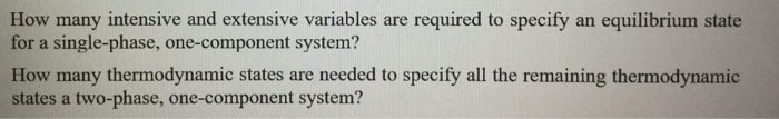 Solved How many intensive and extensive variables are | Chegg.com