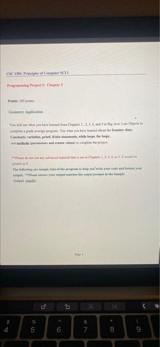 CSC 130: Principles of Computer SCH Programming | Chegg.com