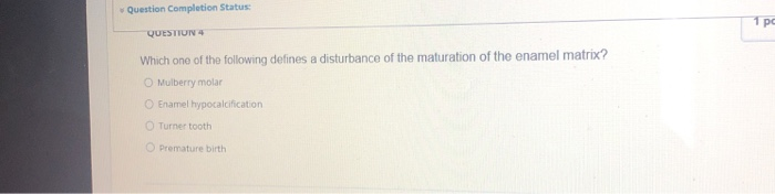 Solved Question Completion Status: QUESTTUN 4 Which one of | Chegg.com