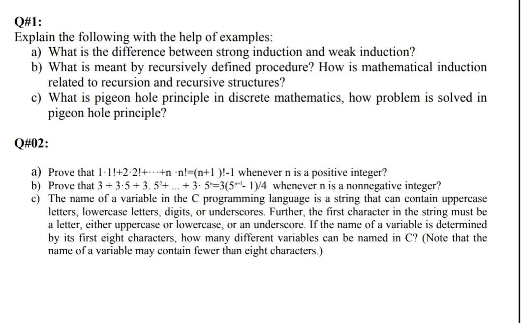 Solved Q#1: Explain the following with the help of examples: | Chegg.com