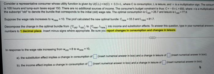 Solved Consider a representative consumer whose utility | Chegg.com