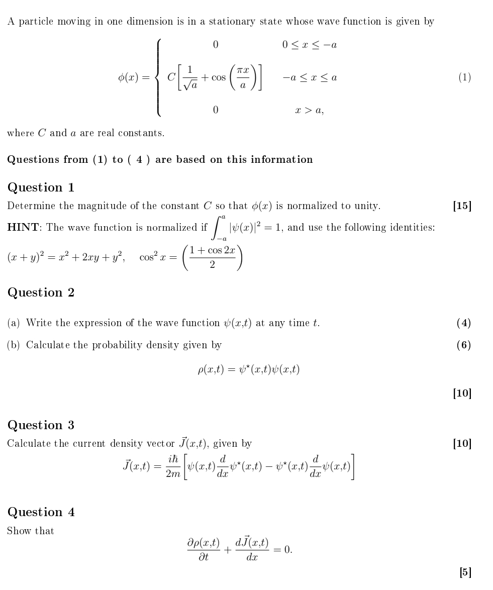 Solved A particle moving in one dimension is in a stationary | Chegg.com