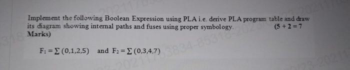 Solved Implement The Following Boolean Expression Using Pla 