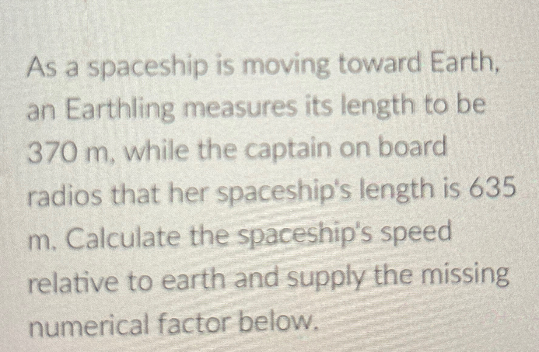 Solved As a spaceship is moving toward Earth, an Earthling | Chegg.com